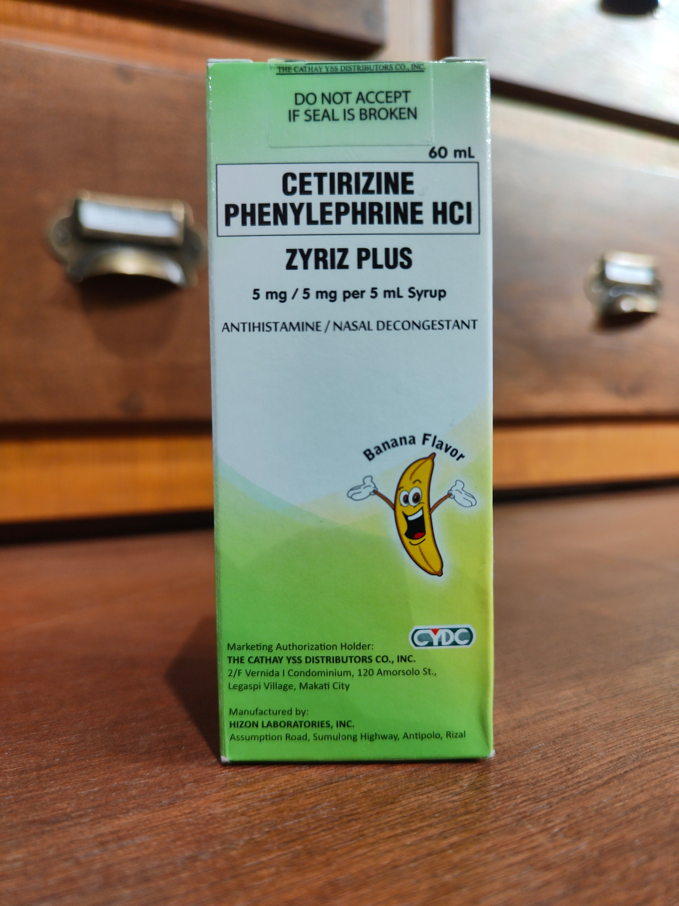 Cetirizine + Phenylephrine (ZYRIZ PLUS) 5mg/ 5mL 60mL Syrup – Meds for All