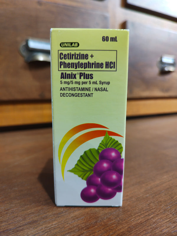 Cetirizine+Phenylephrine HCl (ALNIX PLUS) 60mL Syrup Bottle – Meds for All