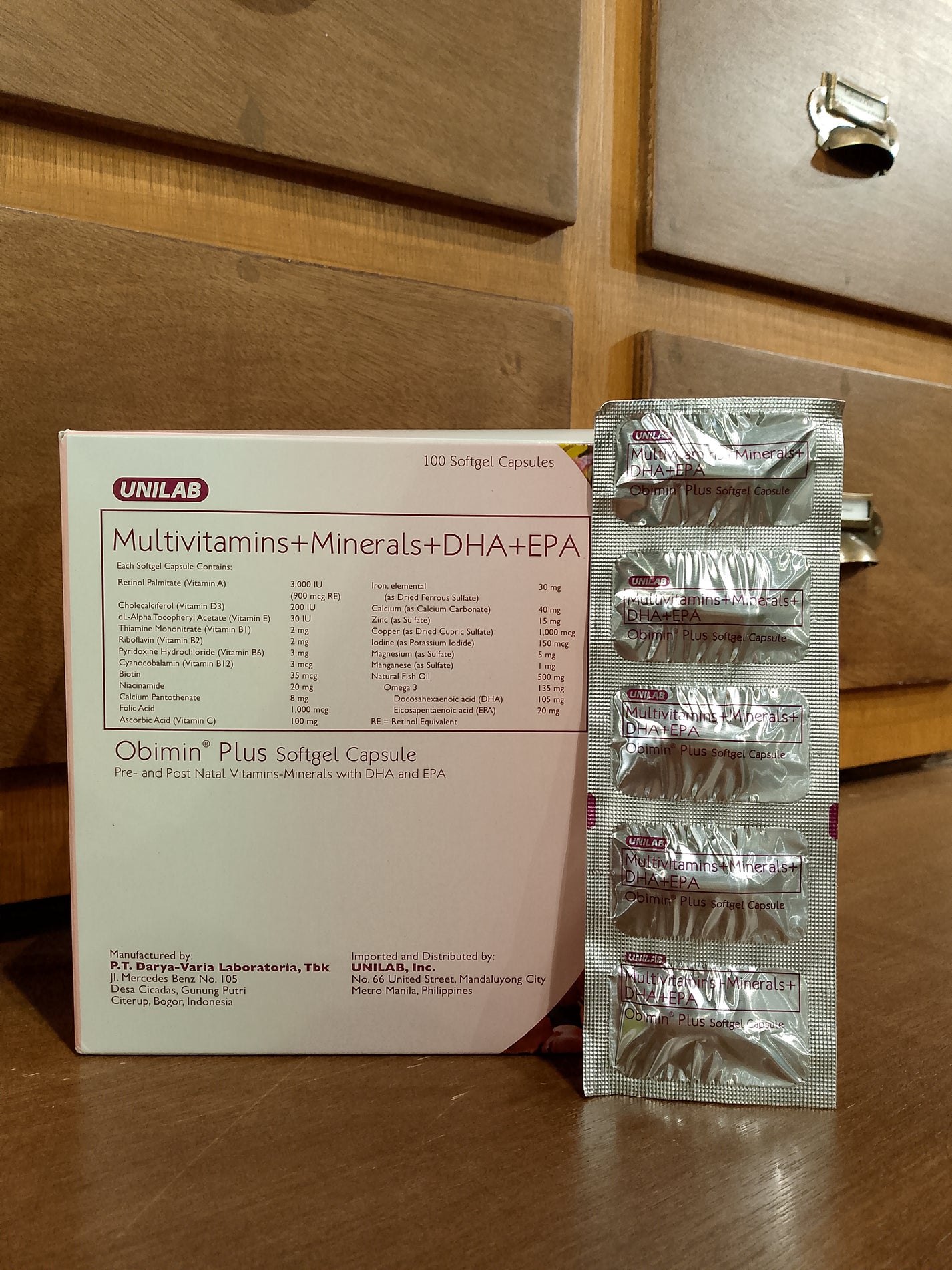 Multivitamins + Minerals + DHA + EPA (Obimin Plus) Softgel Capsule ...