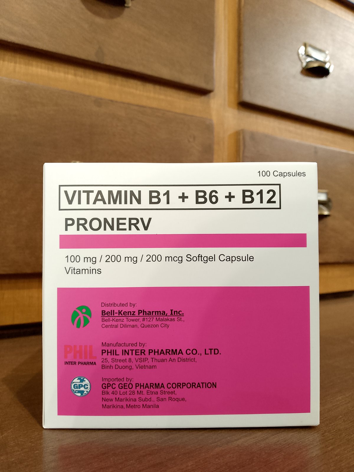Vitamin B1 + B6 + B12 (Pronerv) 100mg/ 200mg/ 200mcg Softgel Capsule ...
