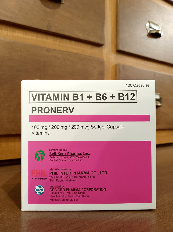 Vitamin B1 + B6 + B12 (Pronerv) 100mg/ 200mg/ 200mcg Softgel Capsule ...